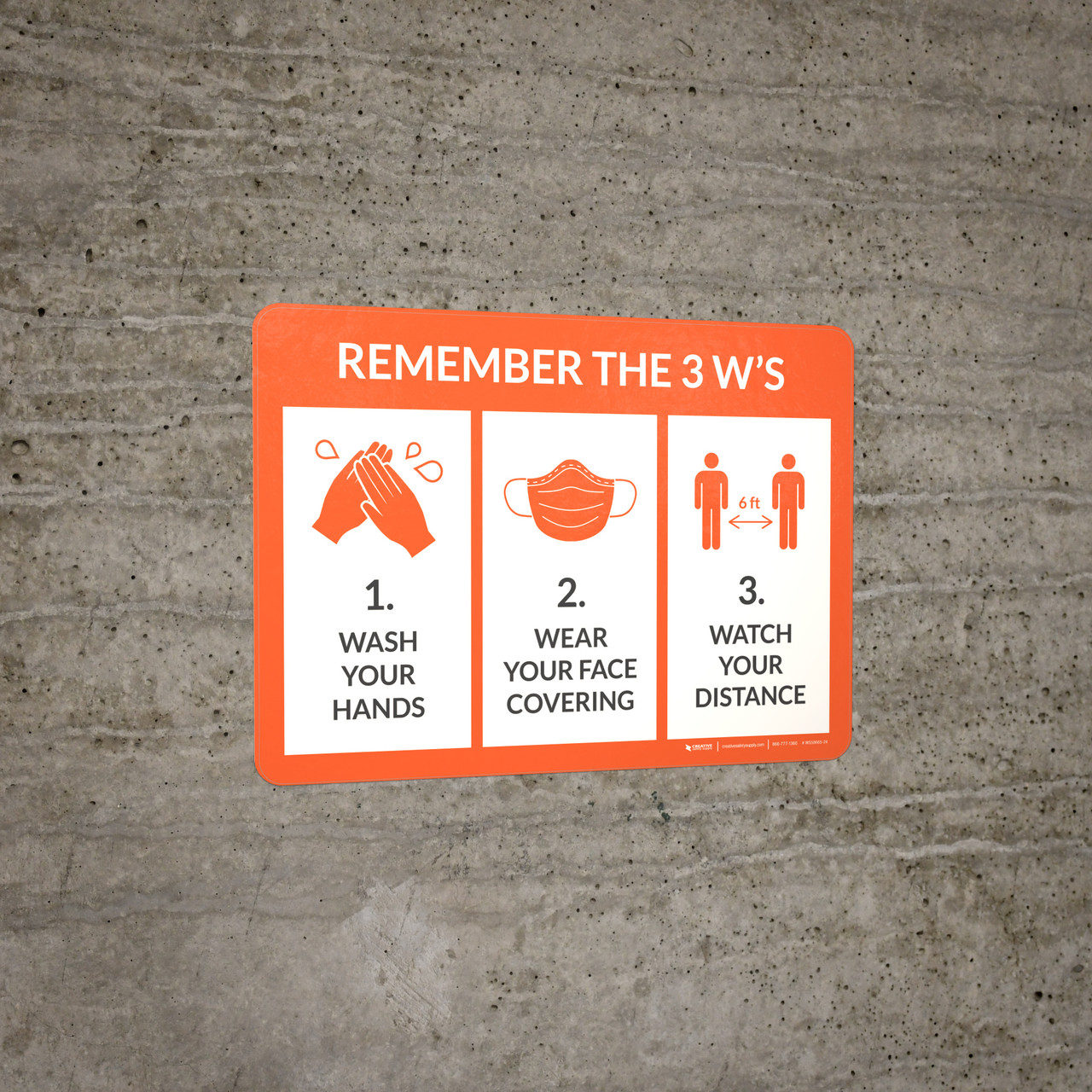 Remember the 3 W's with Icons Orange Landscape - Wall Sign