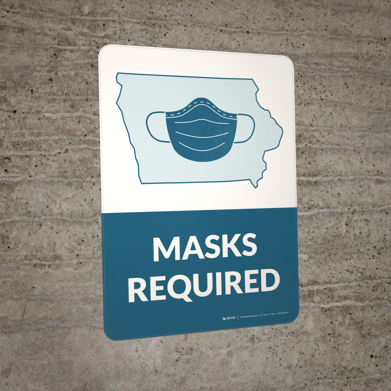 Masks Required - Iowa State Outline Portrait - Wall Sign