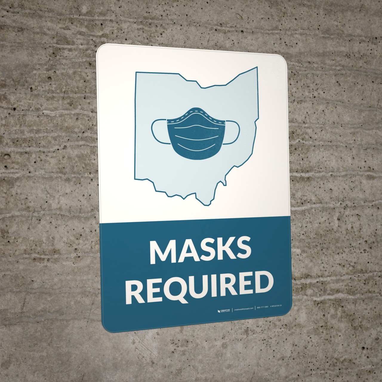 Masks Required - Ohio State Outline Portrait - Wall Sign