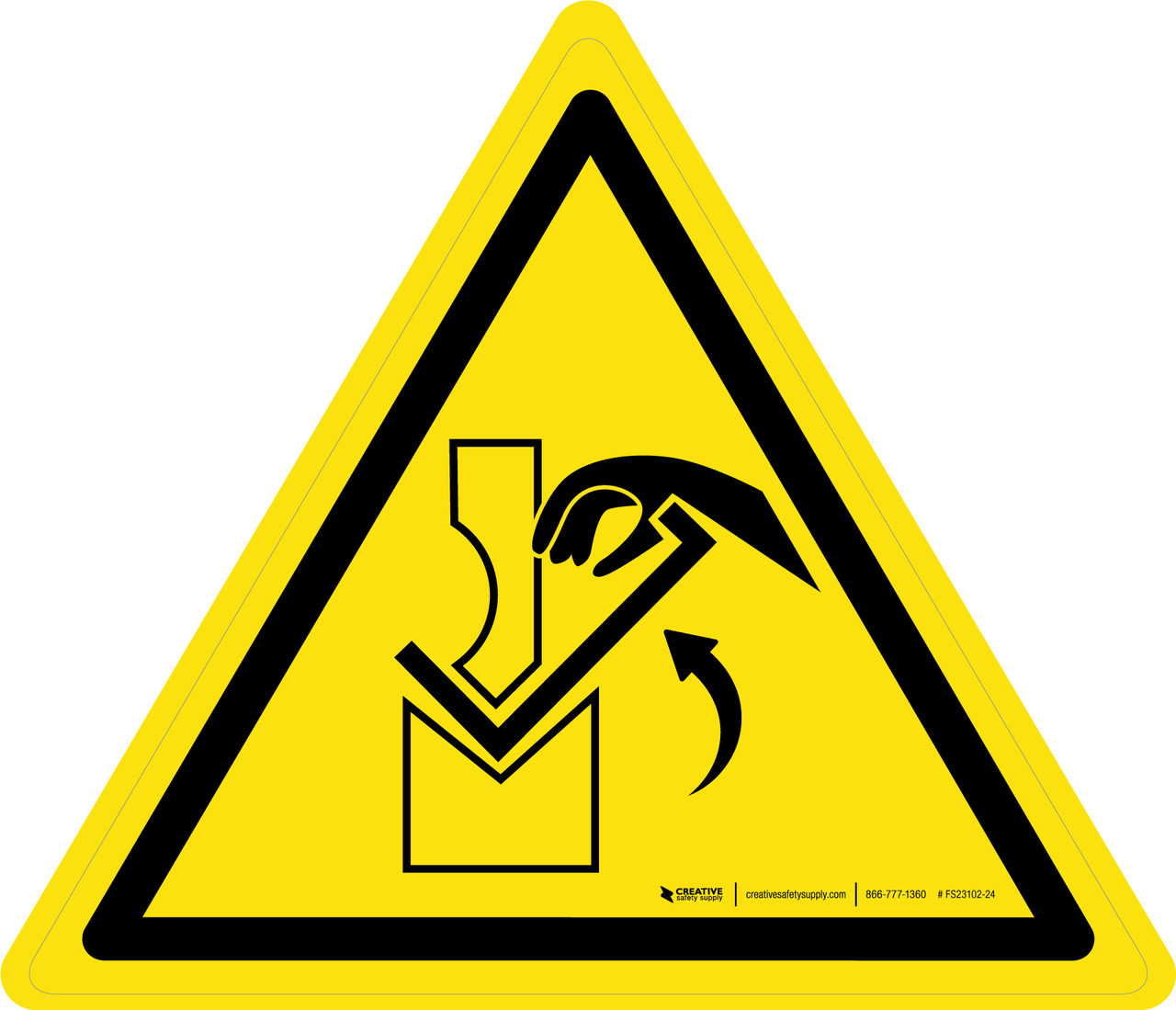 Hand Crushing Between Press Brake Warning - ISO Floor Sign