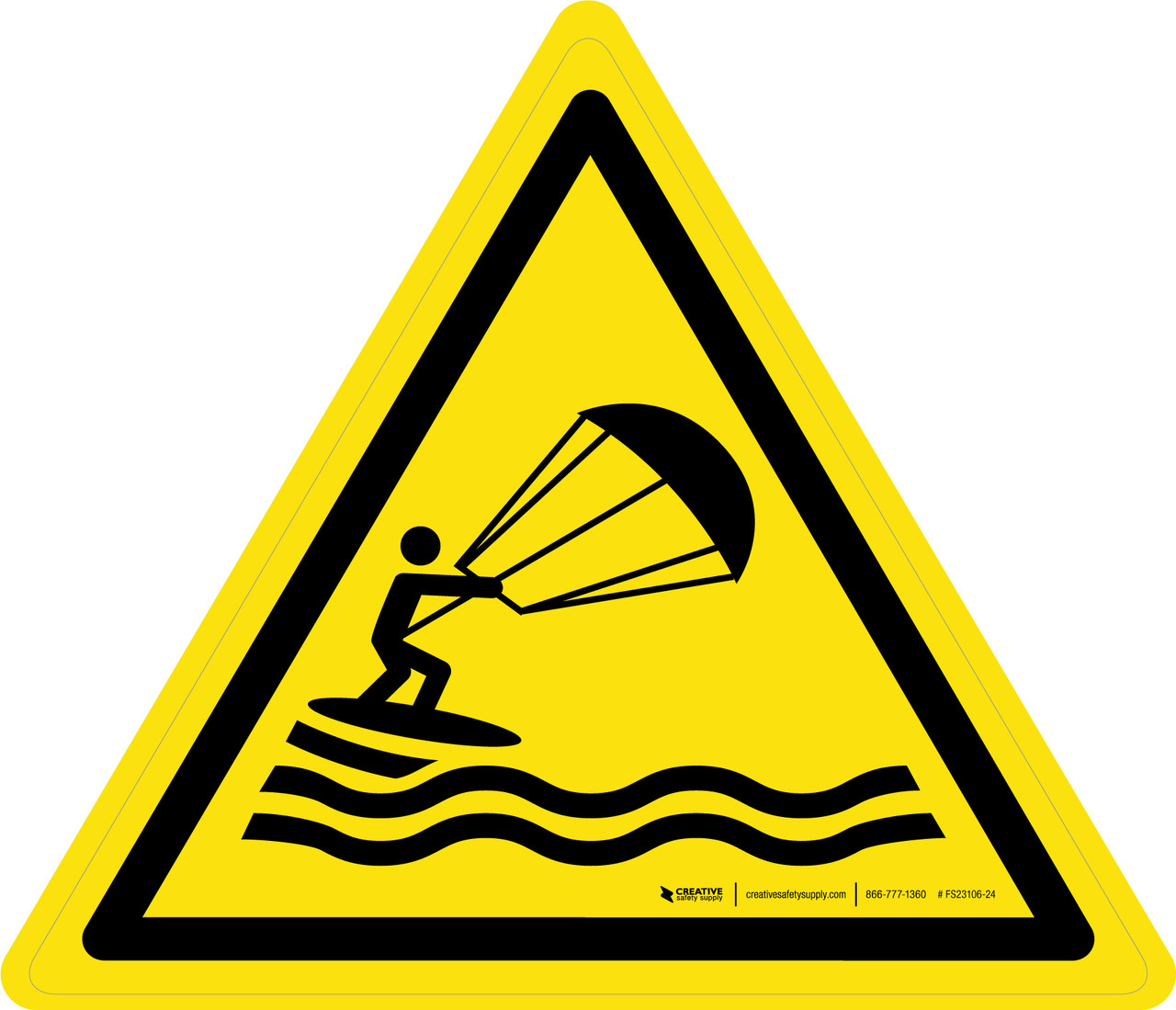 Kite Surfing Warning - ISO Floor Sign | Creative Safety Supply