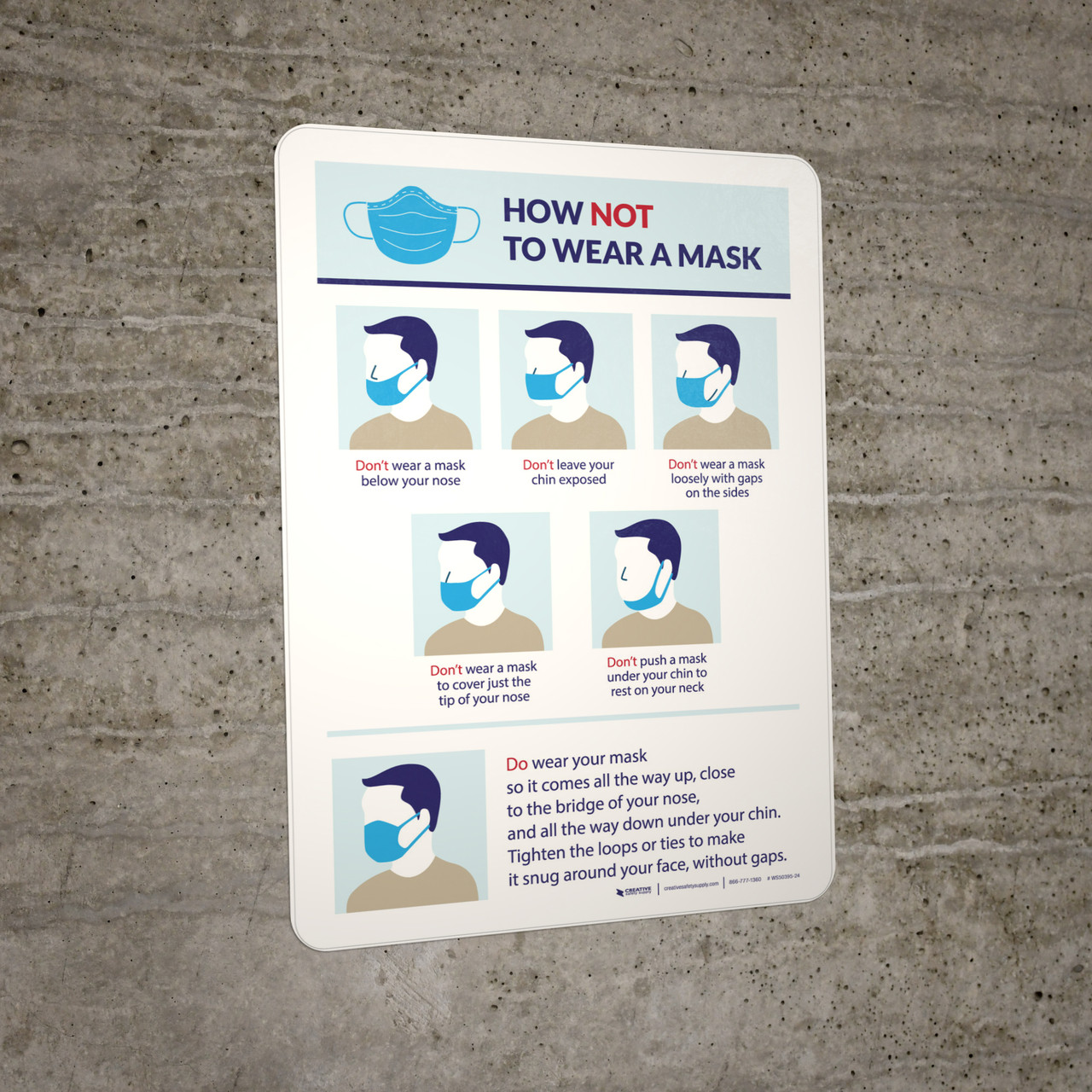 How Not To Wear a Mask Portrait Wall Sign | Creative Safety Supply