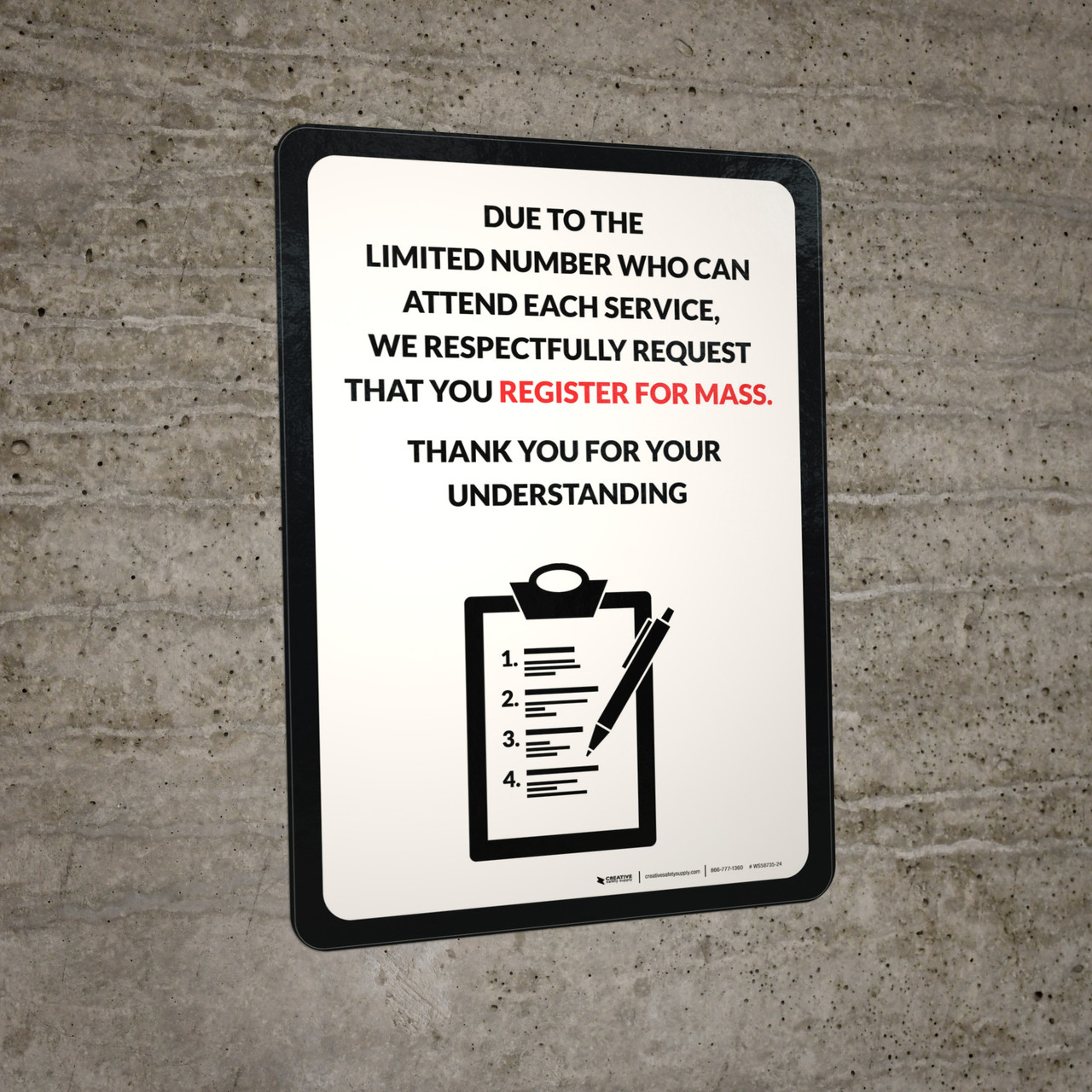 We Respectfully Request That You Register For Mass Landscape - Wall Sign
