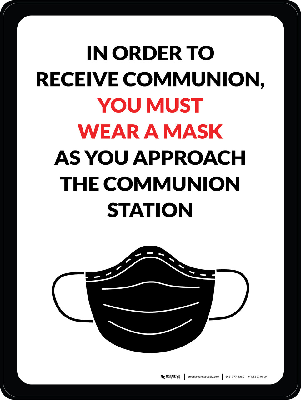 You Must Wear A Mask As You Approach The Communion Station Portrait ...