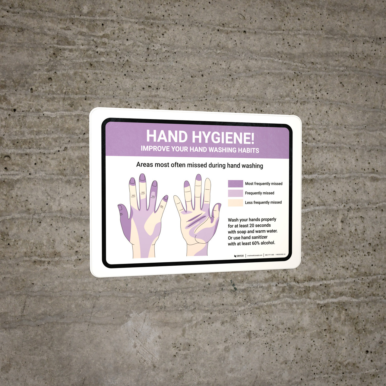 Hand Hygiene - Improve Your Hand Washing Habits Landscape - Wall Sign ...