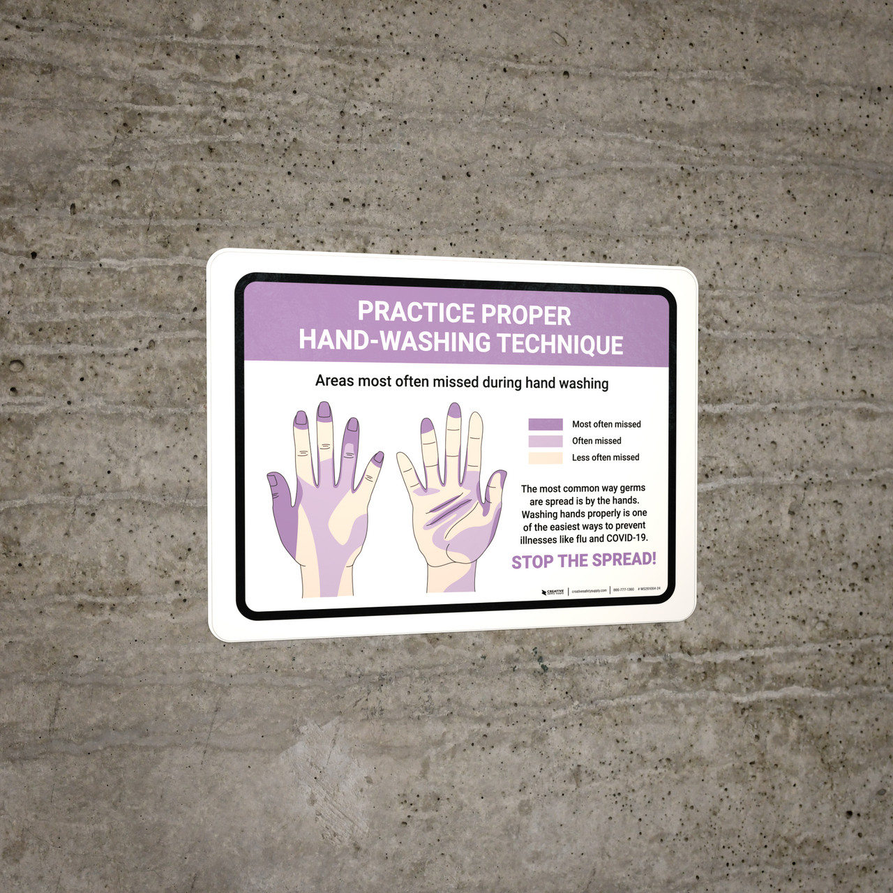 Practice Proper Hand-Washing Technique Landscape - Wall Sign