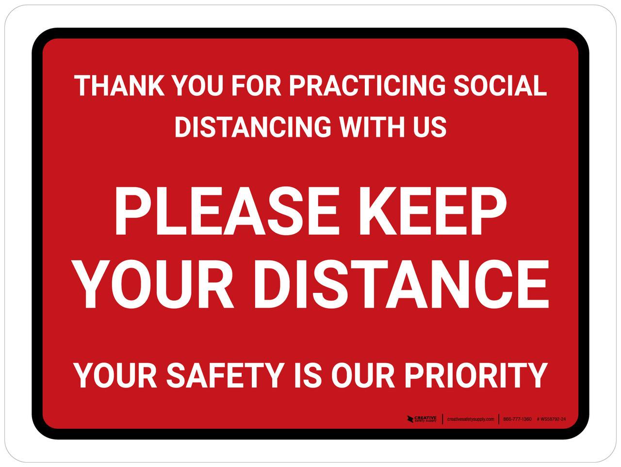Thank You For Practicing Social Distancing With Us Red Landscape - Wall ...
