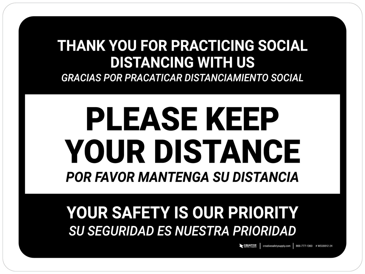 Thank You For Practicing Social Distancing With Us Black Bilingual ...