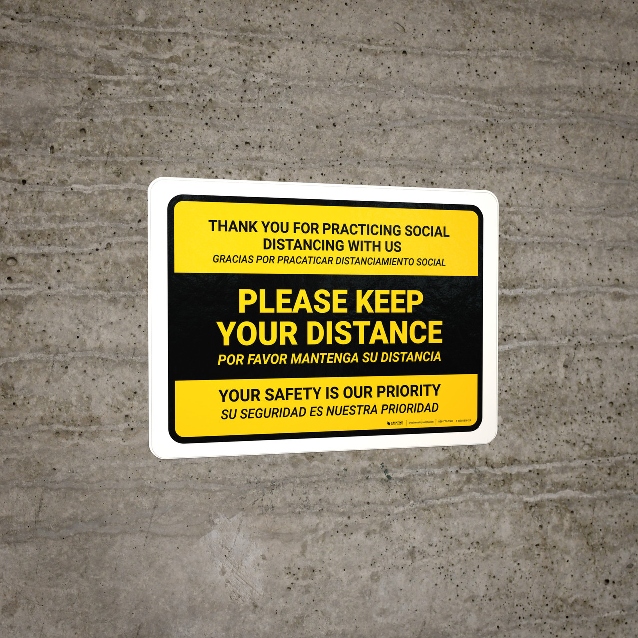 Thank You For Practicing Social Distancing With Us Yellow Bilingual ...