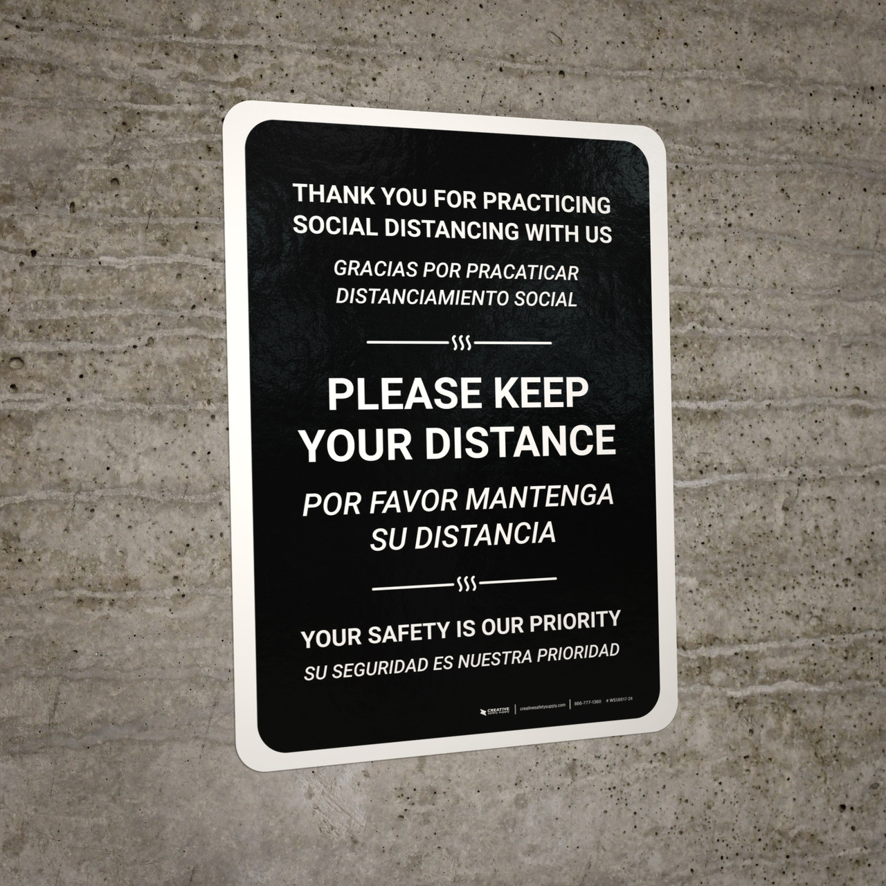 Thank You For Practicing Social Distancing With Us Black Bilingual ...