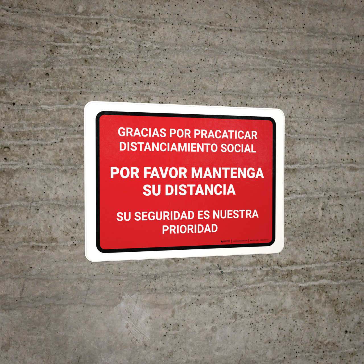 Thank You For Practicing Social Distancing With Us Red Spanish ...