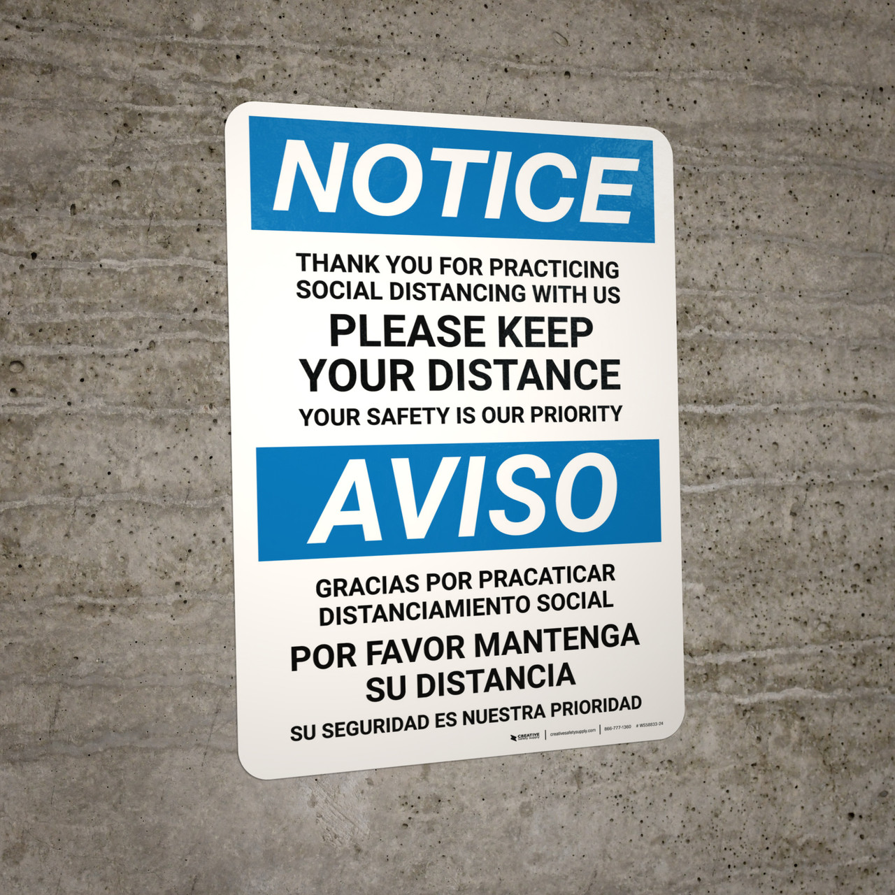 Notice: Thank You For Practicing Social Distancing With Us Bilingual ...