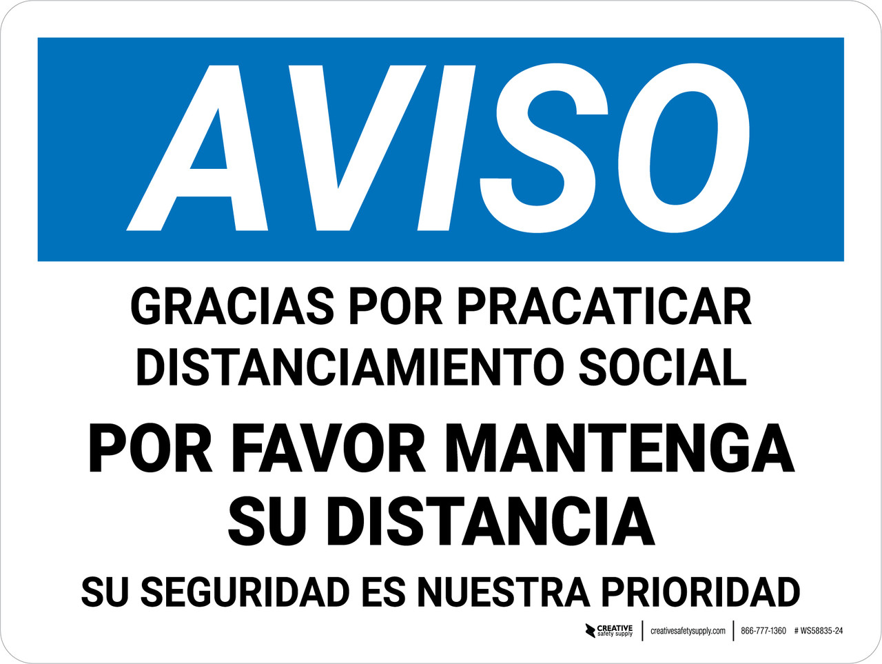 Notice: Thank You For Practicing Social Distancing With Us Spanish ...