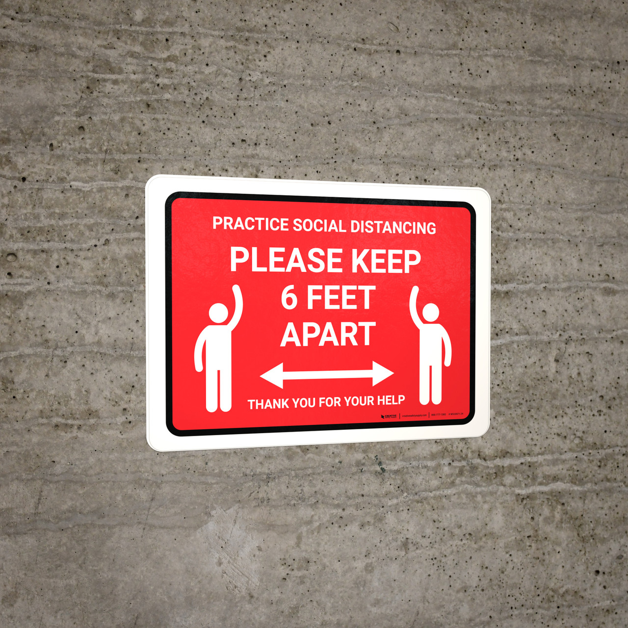 Practice Social Distancing Red - Please Keep 6ft Apart Landscape - Wall ...