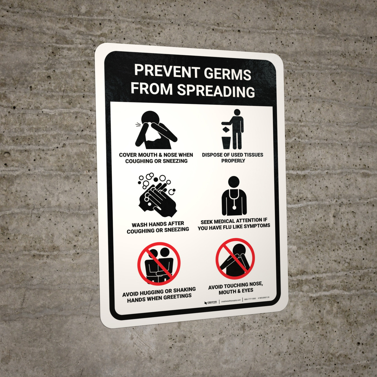 Prevent Germs From Spreading (How-to) Portrait - Wall Sign