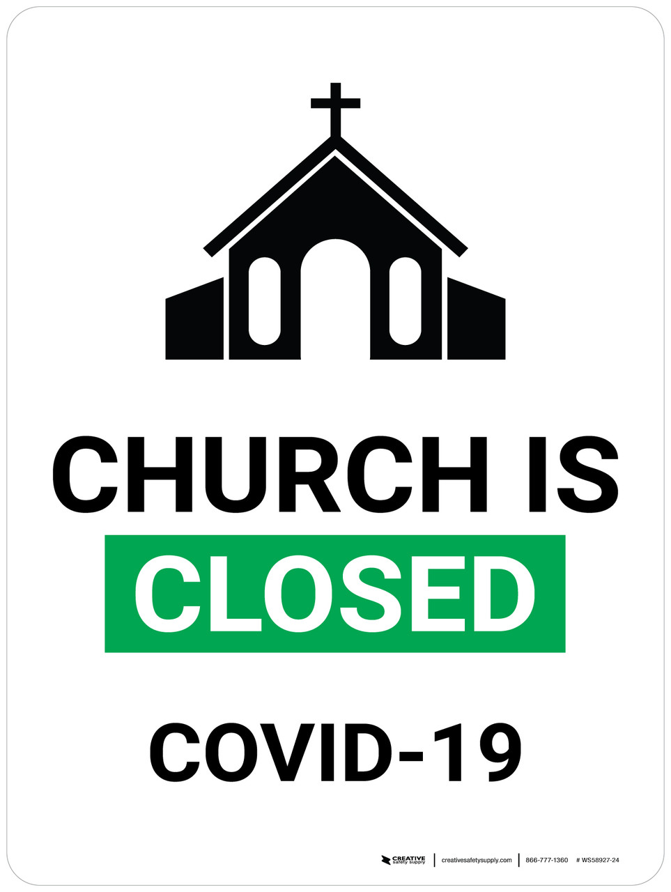 Church is Closed Covid-19 Wall Sign with Icon Portrait V2- Wall Sign