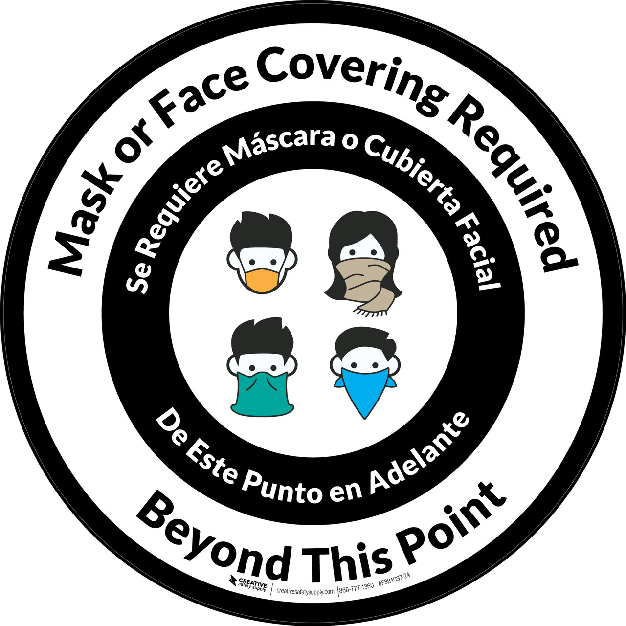 Mask or Face Covering Required Beyond This Point Bilingual Spanish with ...