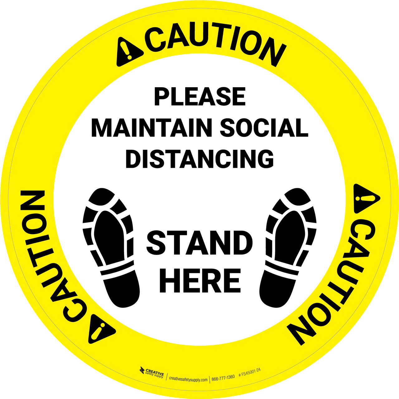 Caution Please Maintain Social Distancing Stand Here with Shoe Prints ...