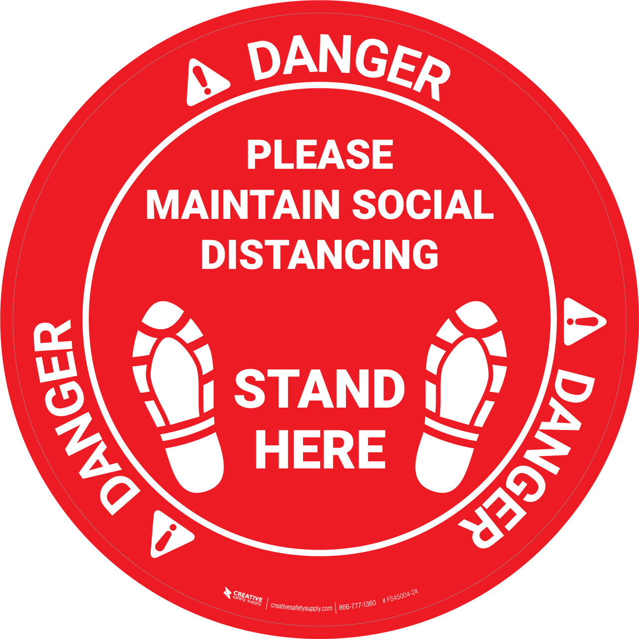 Danger Please Maintain Social Distancing Stand Here with Shoe Prints ...
