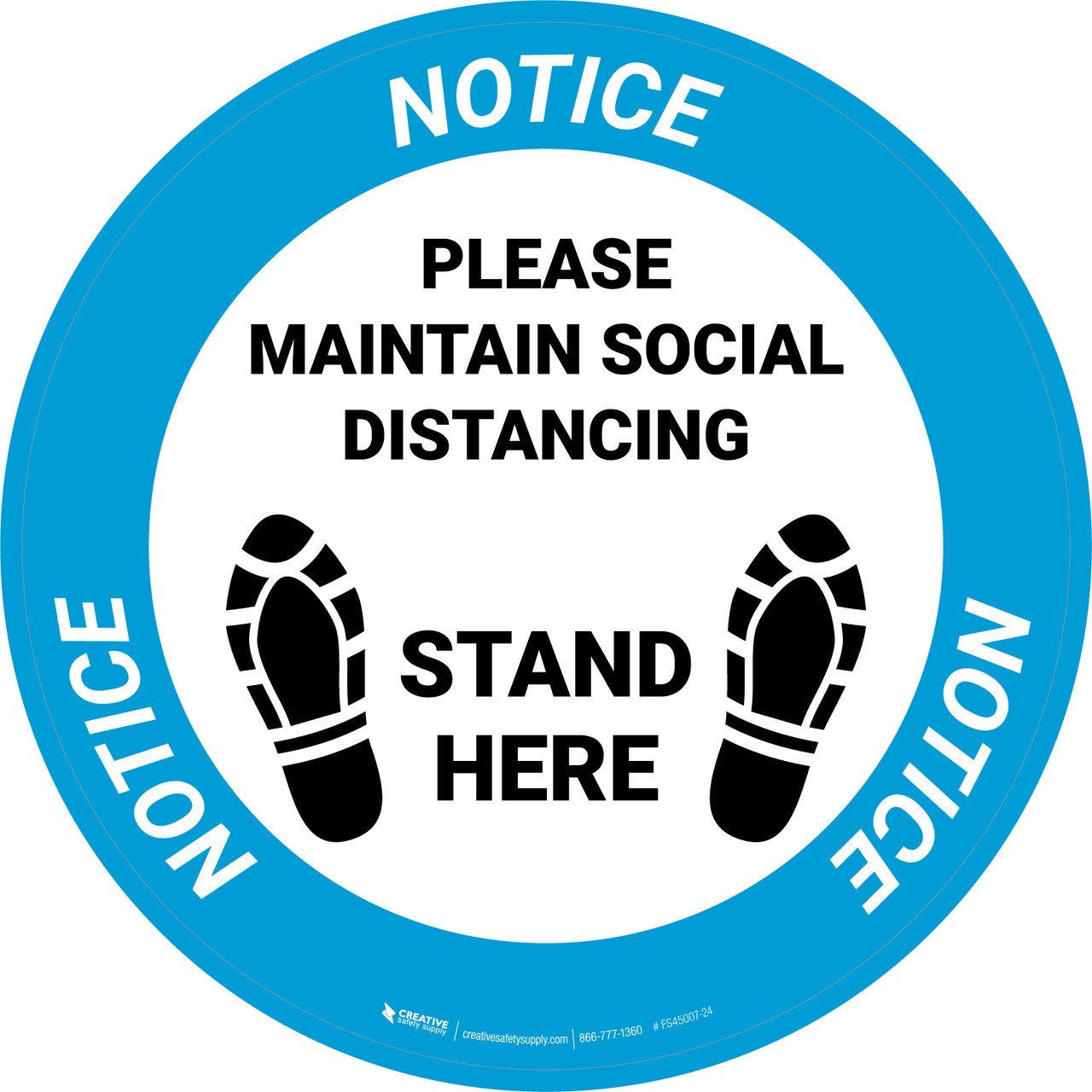 Notice Please Maintain Social Distancing Stand Here with Shoe Prints ...