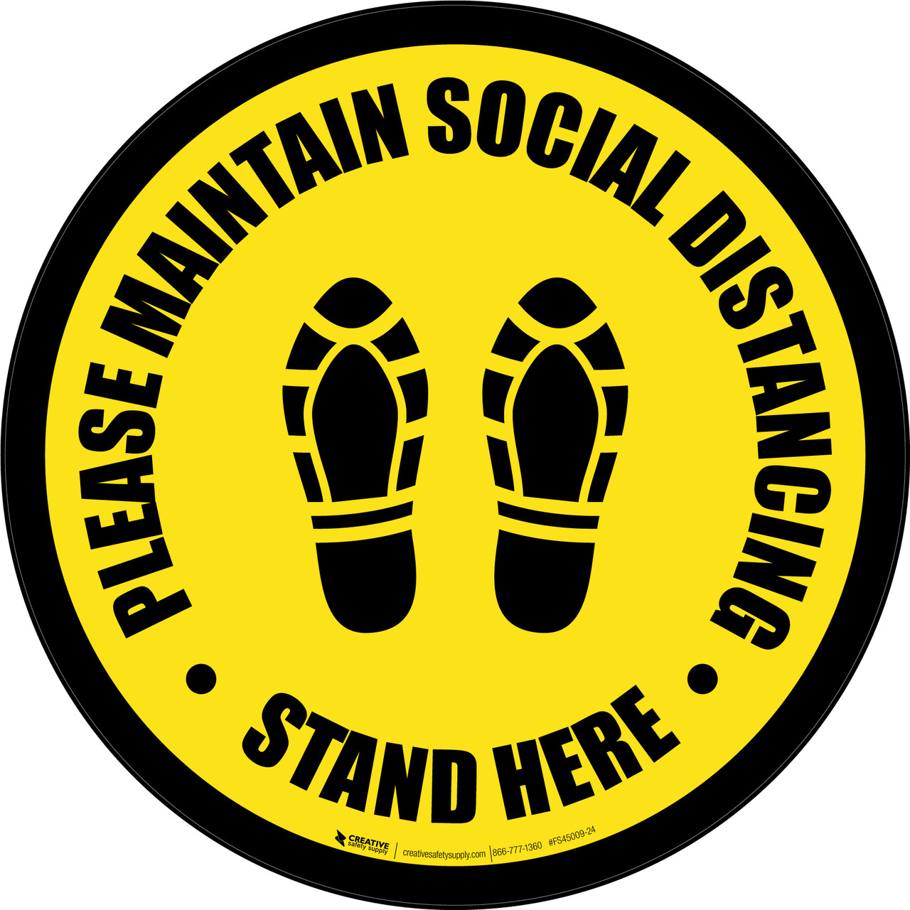 Please Maintain Social Distancing Stand Here with Shoe Prints Black ...