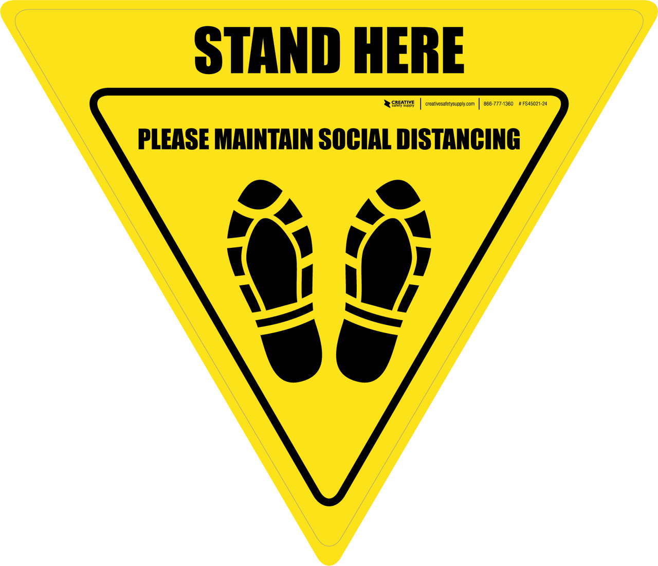 Please Maintain Social Distancing Stand Here with Shoe Prints Yield ...