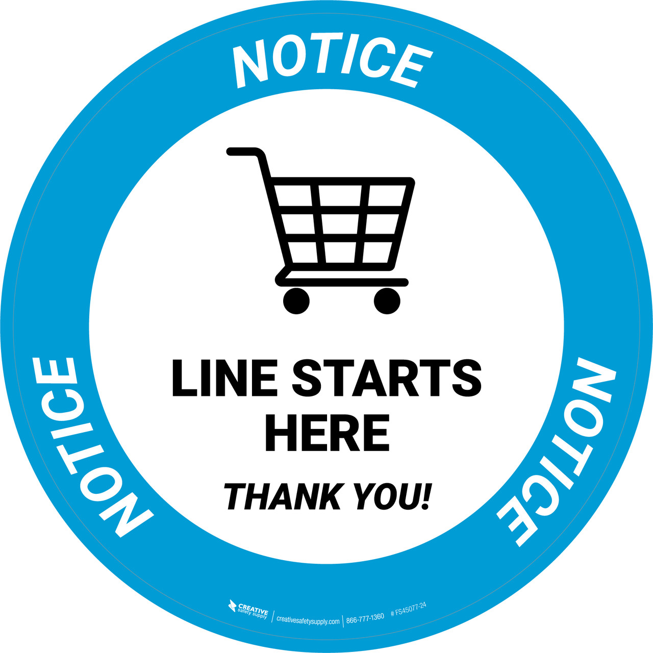 Notice Line Starts Here Thank you with Shopping Cart Circular - Floor ...