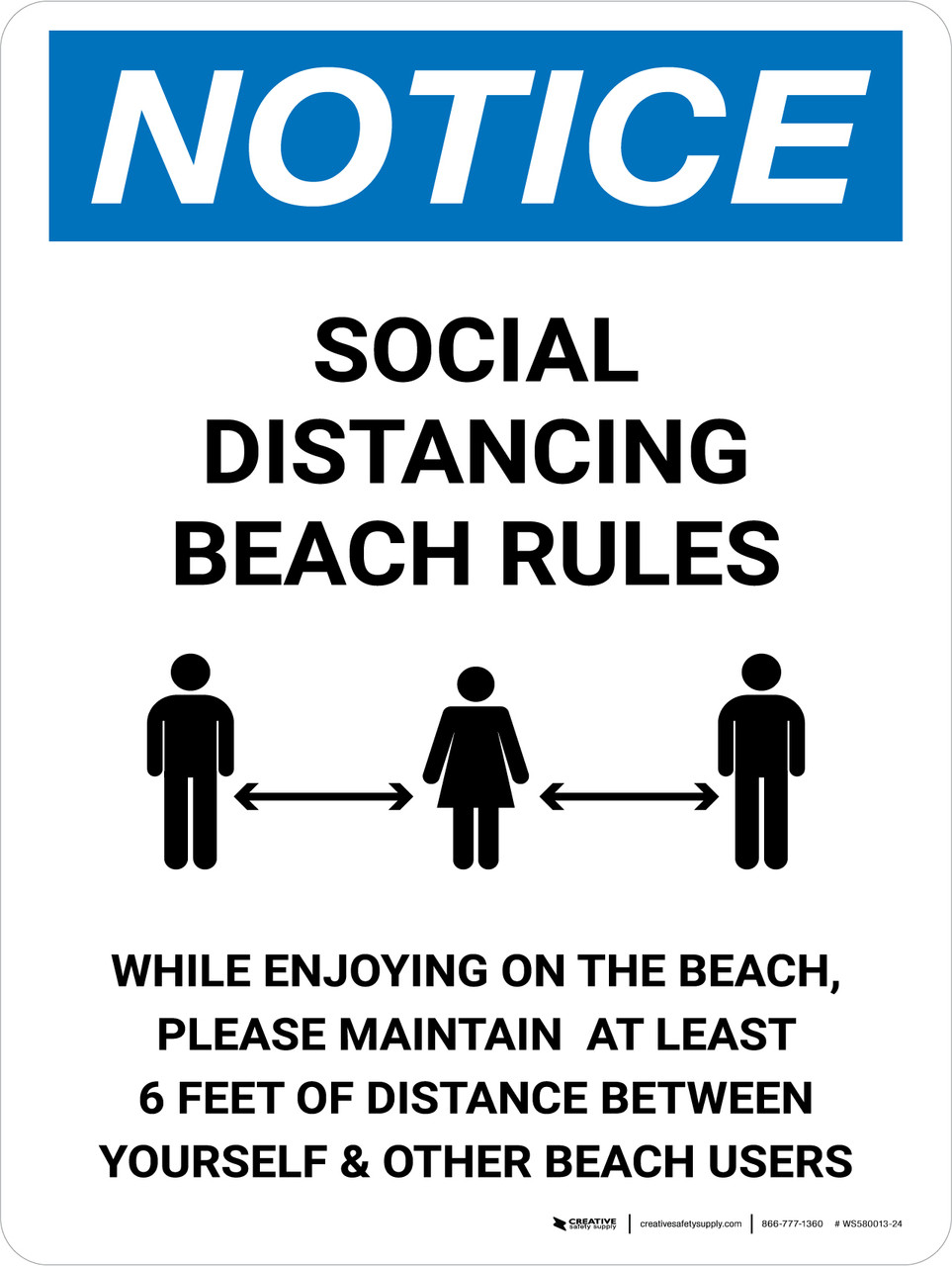 Notice Social Distancing Beach Rules Portrait - Wall Sign | Creative ...