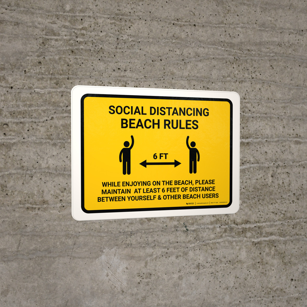 Social Distancing Beach Rules Landscape - Wall Sign