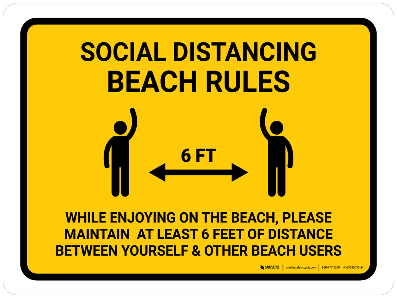 Social Distancing Beach Rules Landscape - Wall Sign | Creative Safety ...