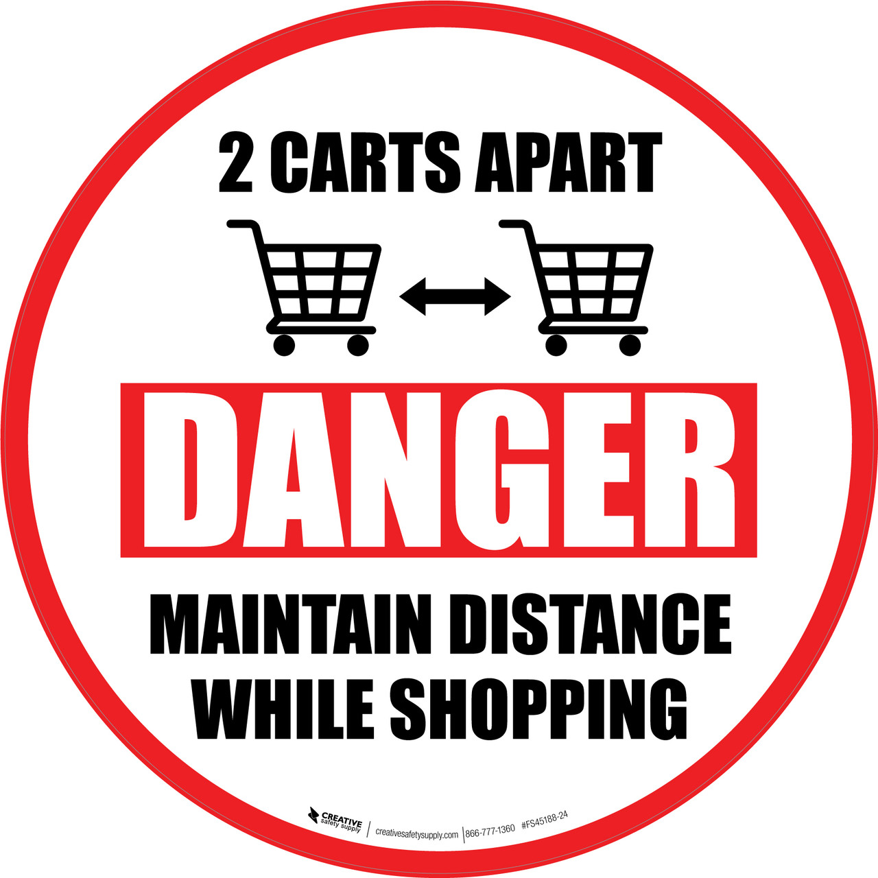 Maintain Distance While Shopping Danger 2 Carts Apart with Icon ...