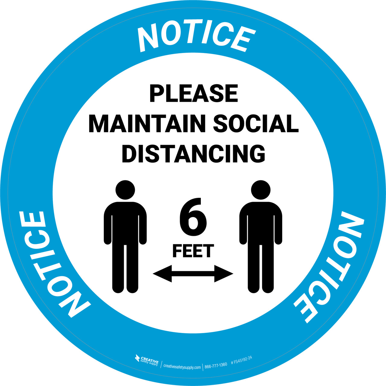 Notice Please Maintain Social Distancing With Icon Circular Floor Sign