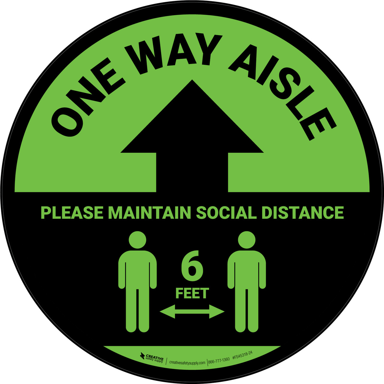 One Way Aisle - Please Maintain Social Distance with Icon Green ...