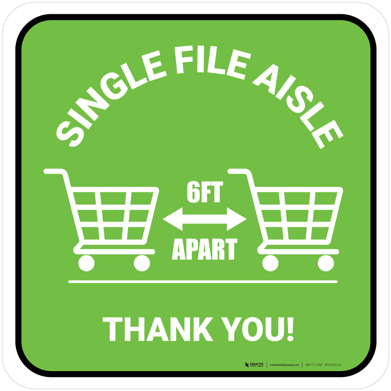 Single File Aisle with Shopping Carts Green Square - Floor Sign ...
