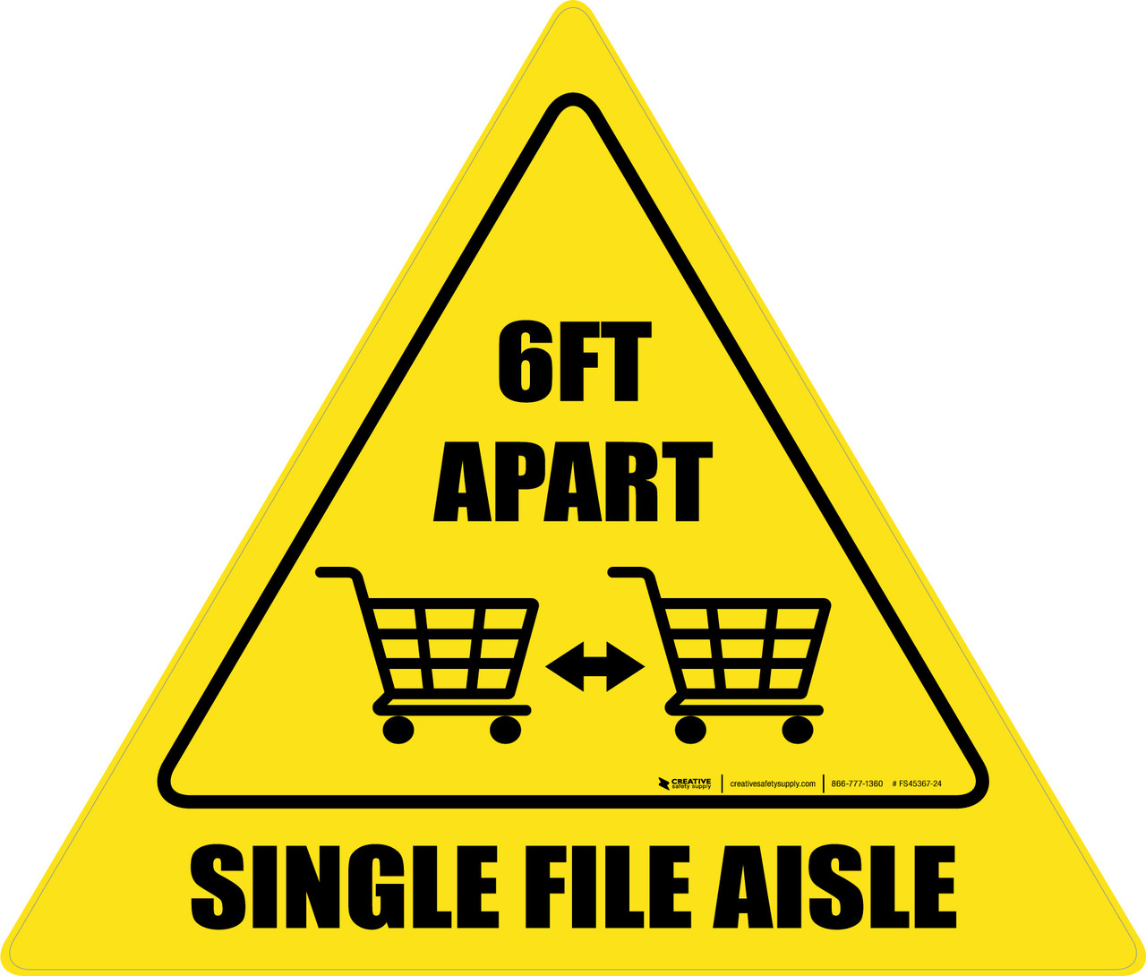 Single File Aisle with Shopping Carts Triangle - Floor Sign | Creative ...