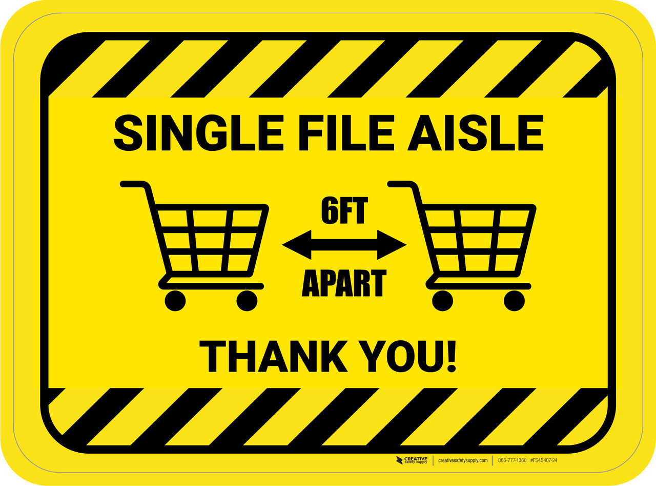 Single File Aisle with Shopping Carts Hazard Stripes Rectangle - Floor ...
