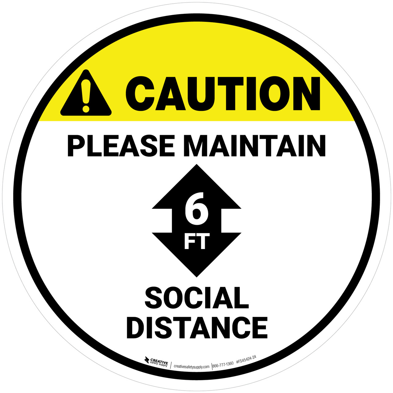 Caution: Please Maintain Social Distance with Arrow Circular - Floor ...