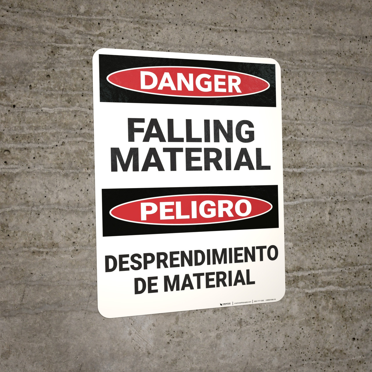 Danger: Bilingual Spanish Falling Material - Wall Sign | Creative ...