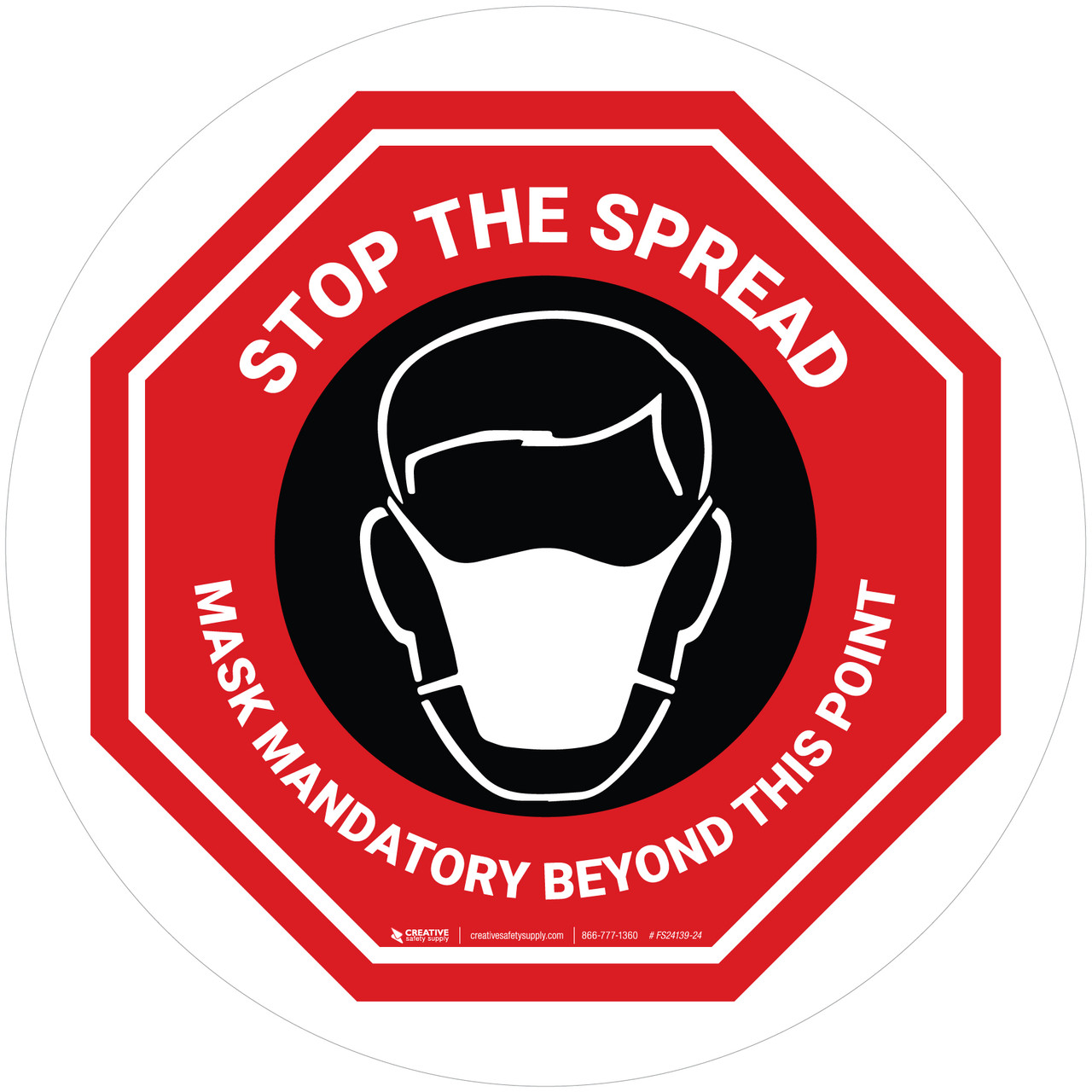 Stop The Spread - Mask Mandatory with Icon Stop Circular - Floor Sign ...