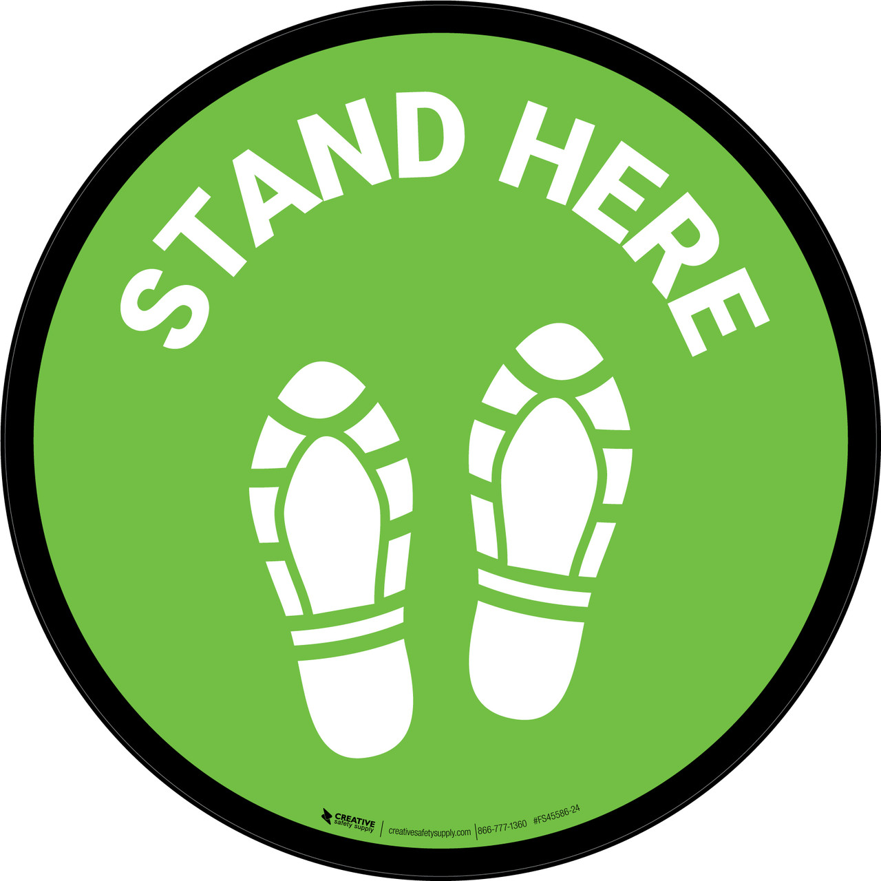 Stand Here with Shoe Prints Green Circular - Floor Sign | Creative ...
