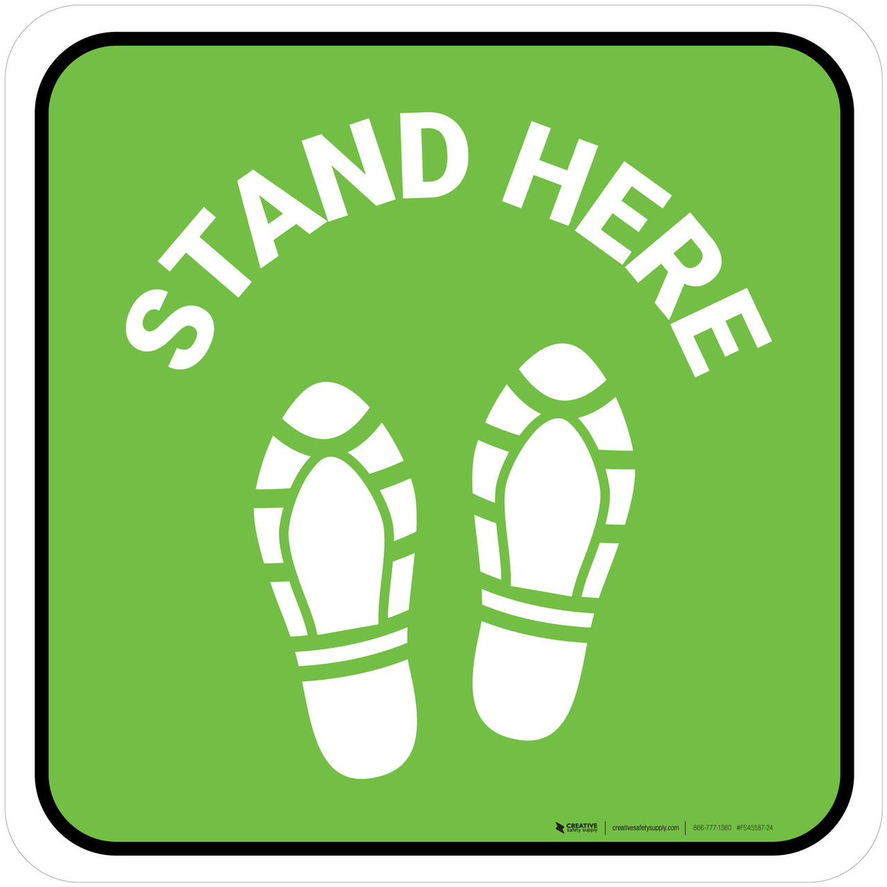 Stand Here with Shoe Prints Green Square - Floor Sign | Creative Safety ...