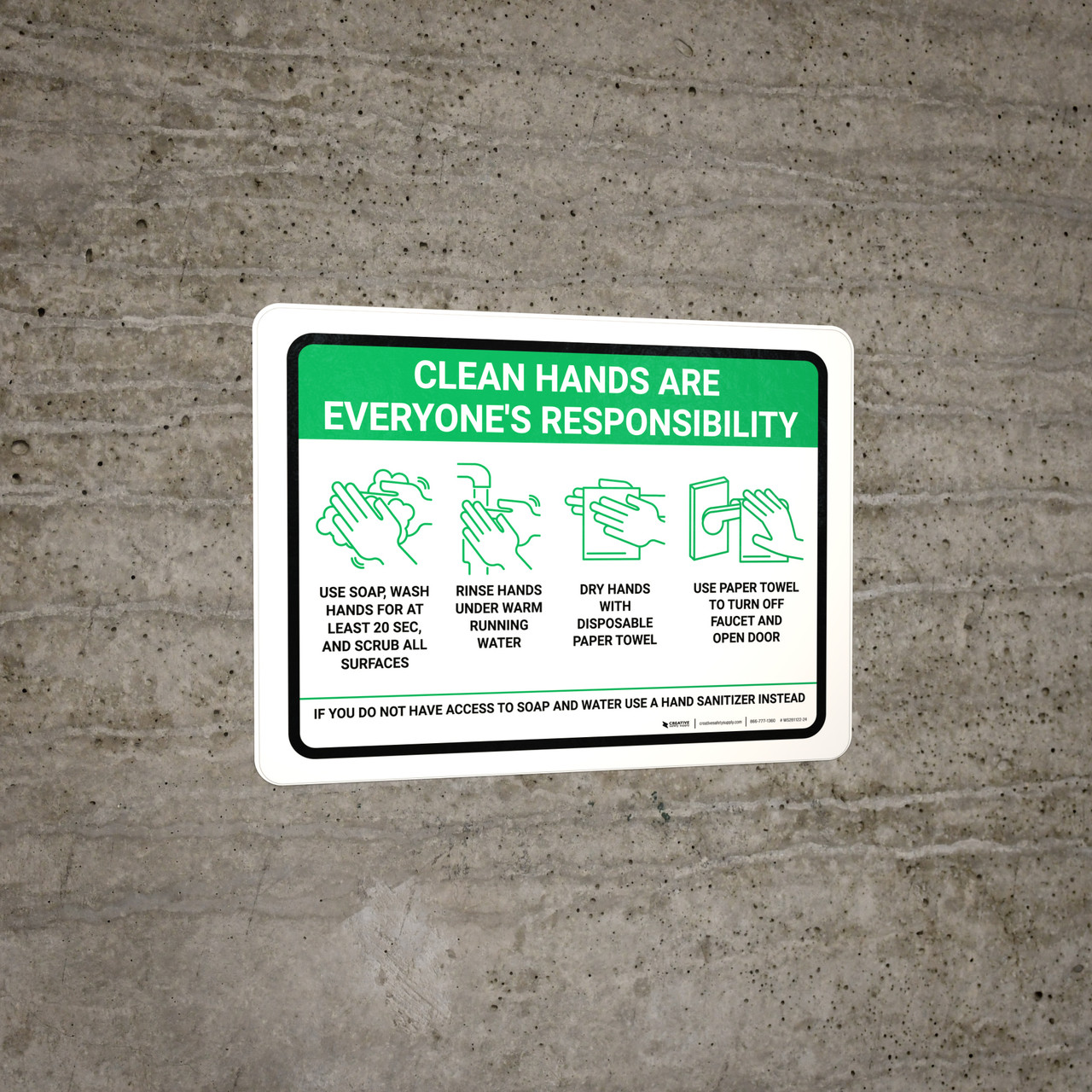 Clean Hands Are Everyones Responsibility with Icons Green Landscape ...