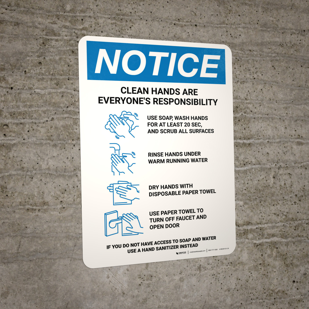 Notice: Clean Hands Are Everyones Responsibility with Icons Portrait ...