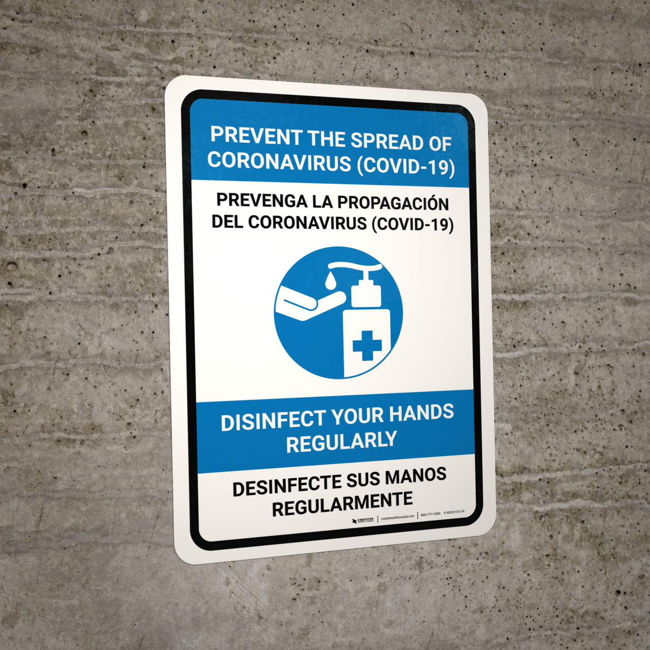 Prevent Coronavirus - Disinfect Hands Bilingual Spanish with Icon ...