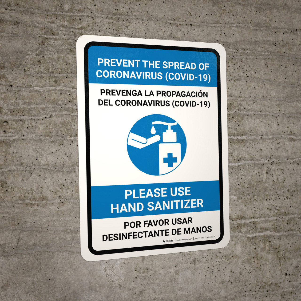 Prevent Coronavirus - Please Use Hand Sanitizer Bilingual Spanish with ...