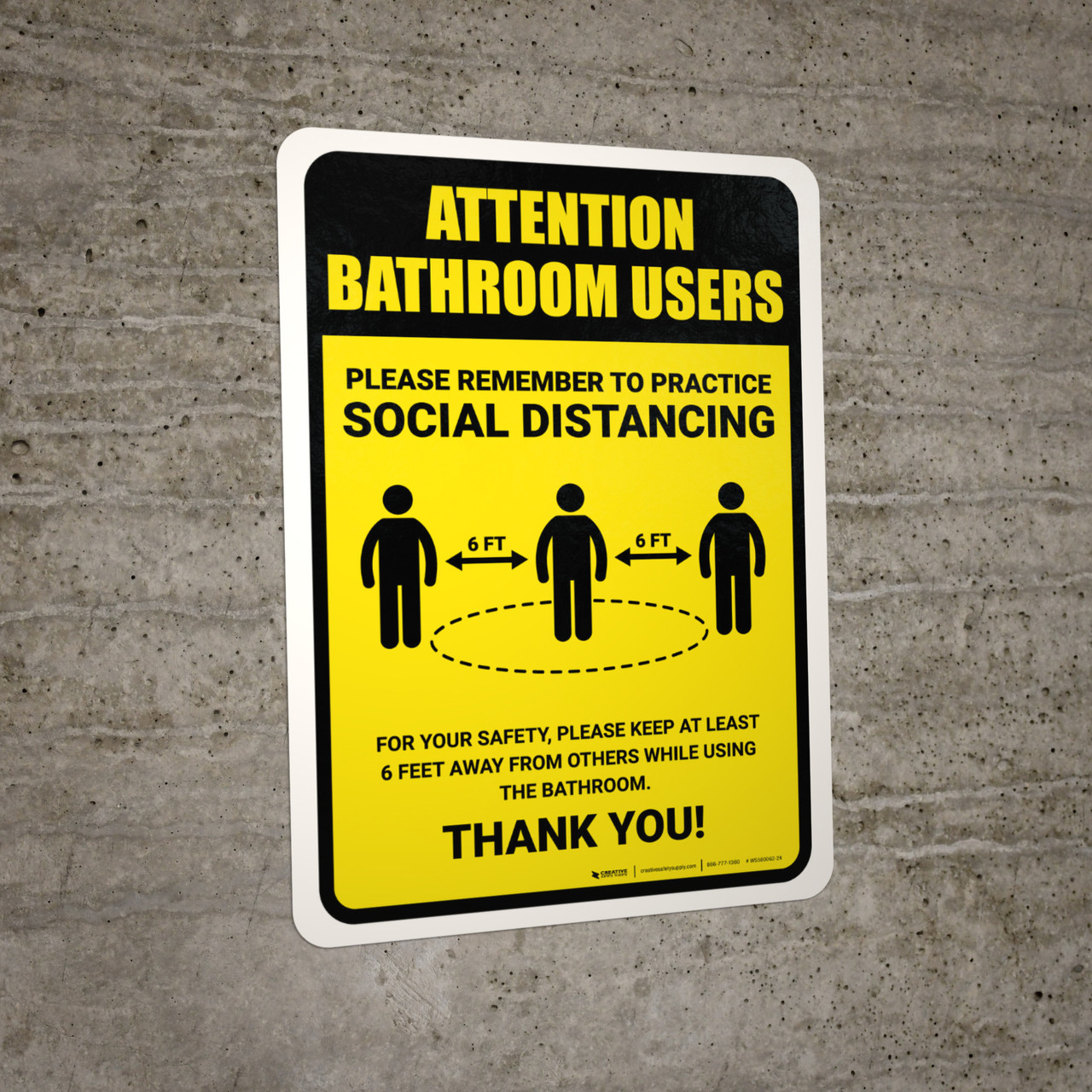Attention: Bathroom Users Remember Social Distancing with Icon Portrait ...