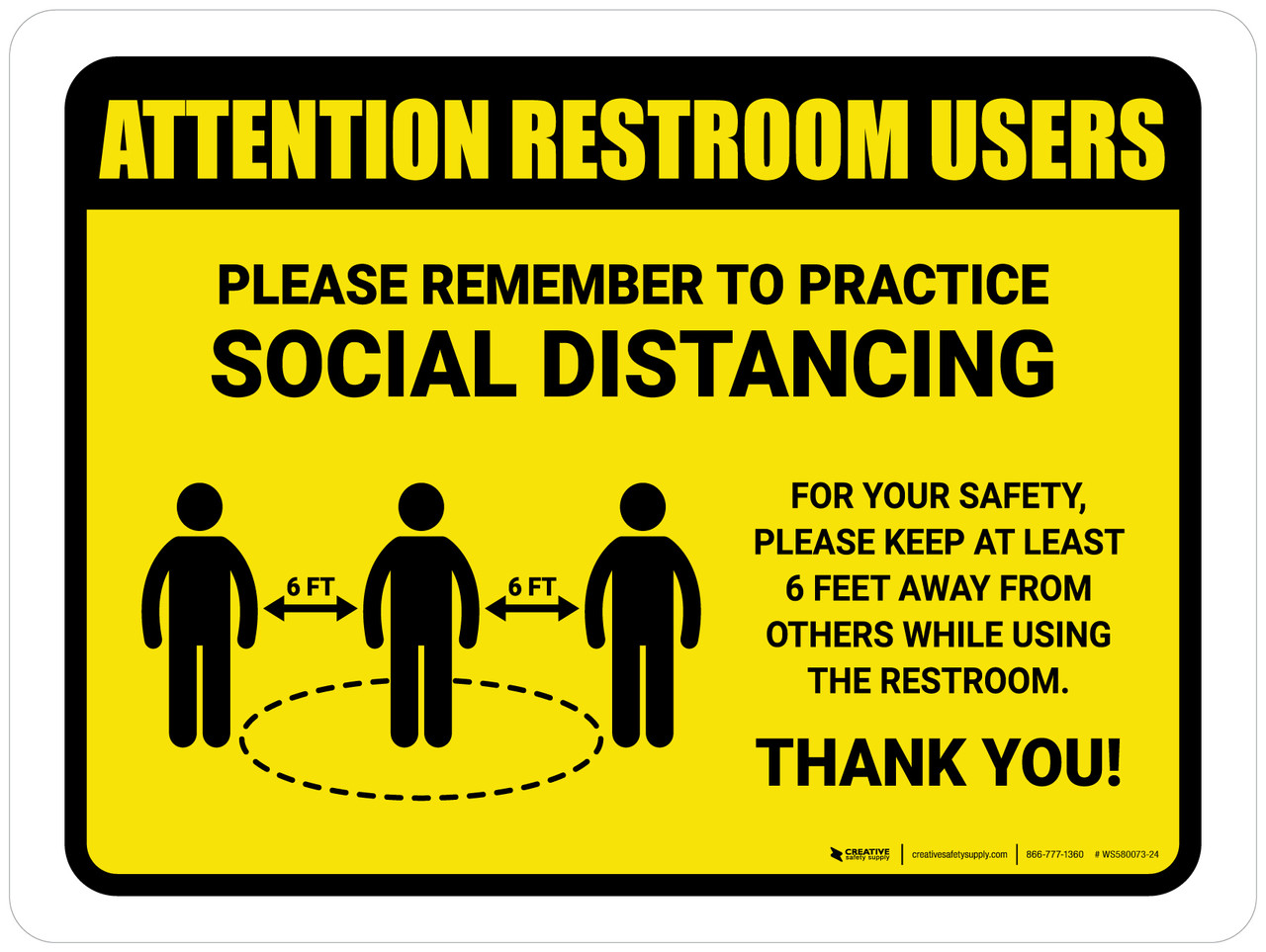 Attention: Restroom Users Remember Social Distancing with Icon ...