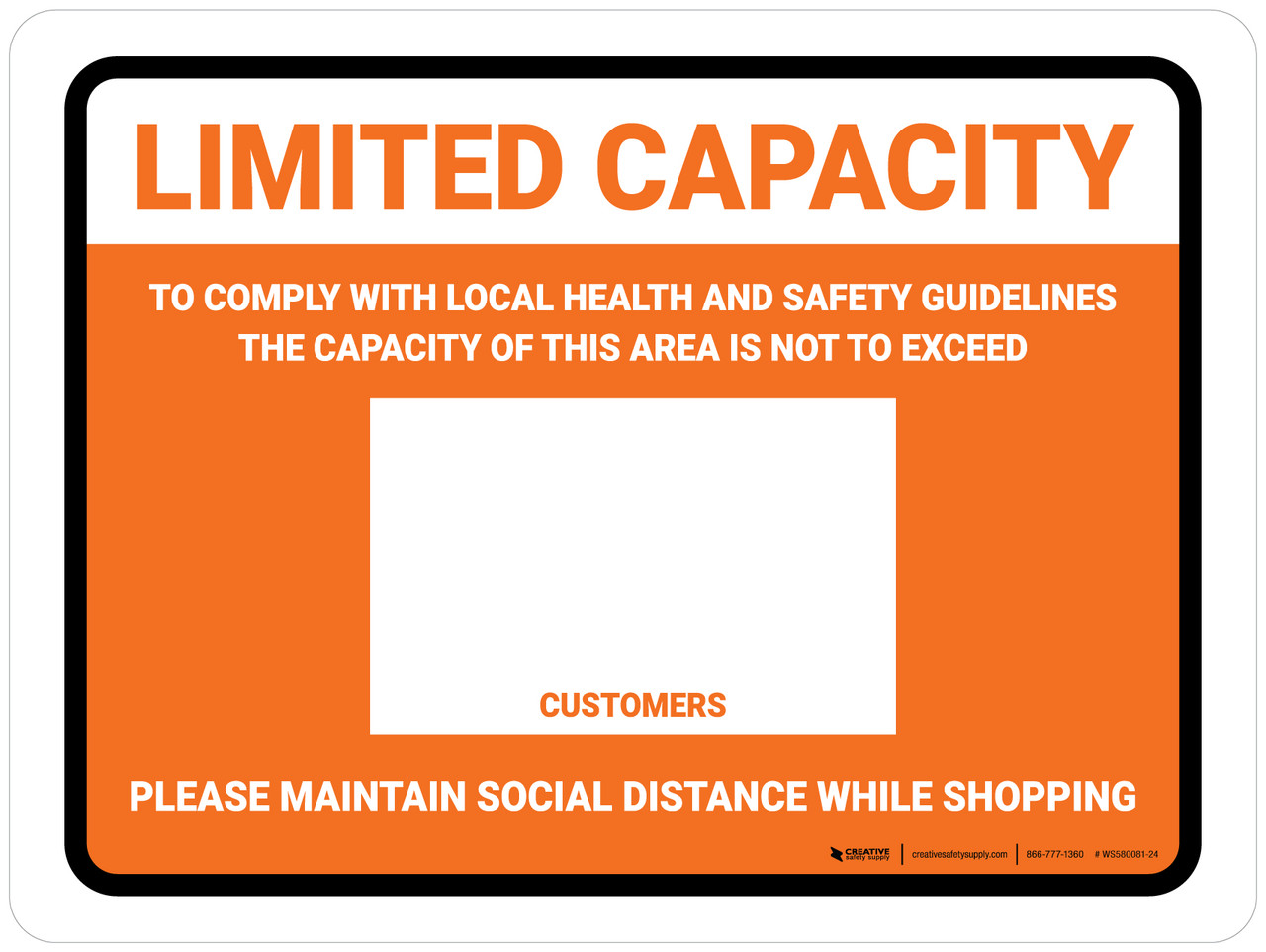 Limited Capacity: Maintain Social Distancing While Shopping Orange ...
