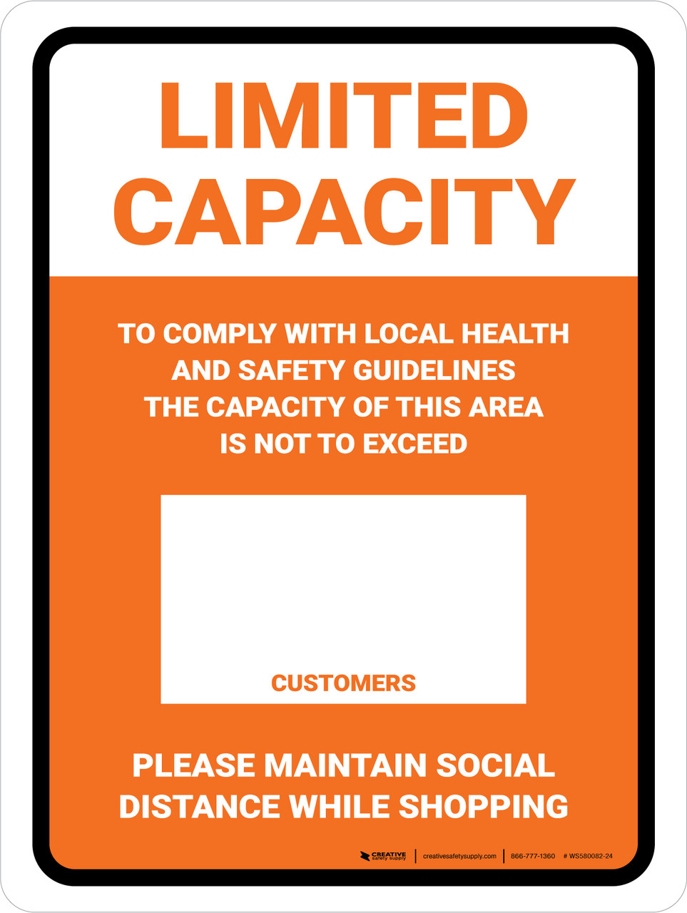 Limited Capacity: Maintain Social Distancing While Shopping Orange ...
