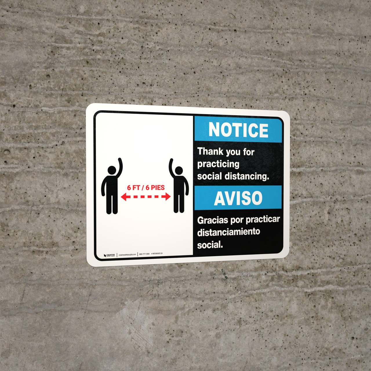 Notice: Thank You For Practicing Social Distancing Bilingual with Icon ...